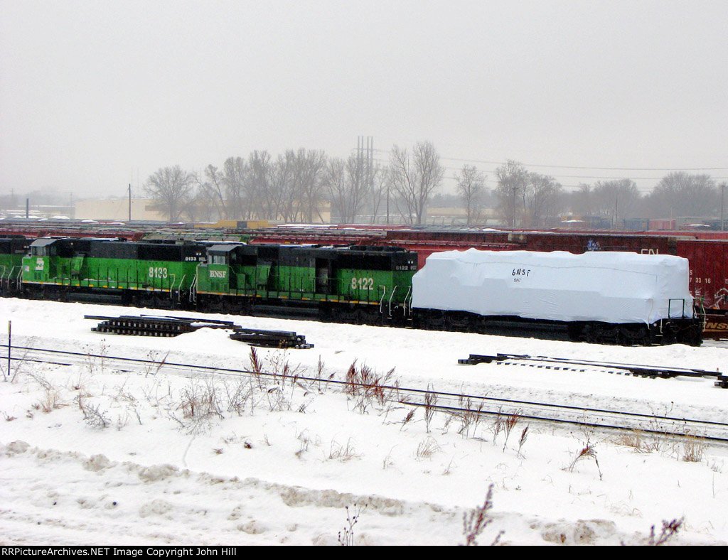101230010 BNSF 8147 With Shrink Wrap Cocoon Stored At Northtown "T" Yard